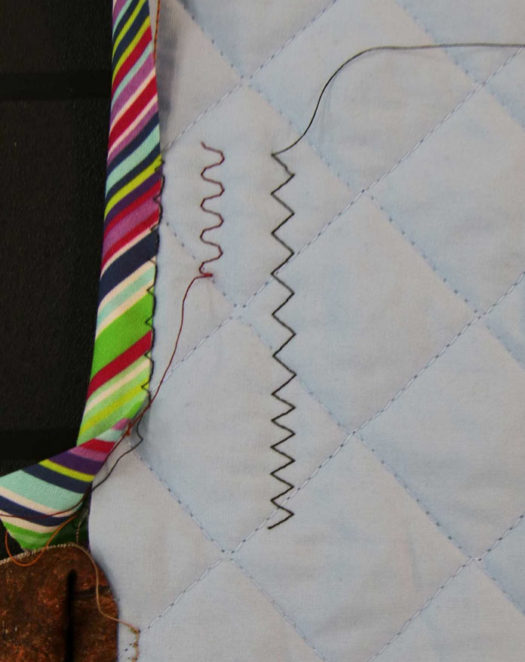 Stitching down the binding: thread color, stitches and stitch length