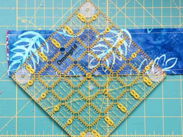 Making Half Square Triangles out of fabric strips