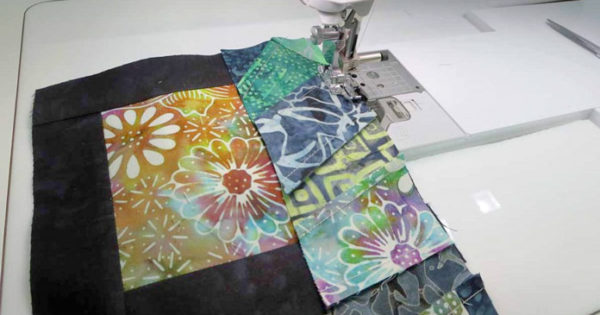 Piecing the crumb quilt is easy using the ¼" foot with guide