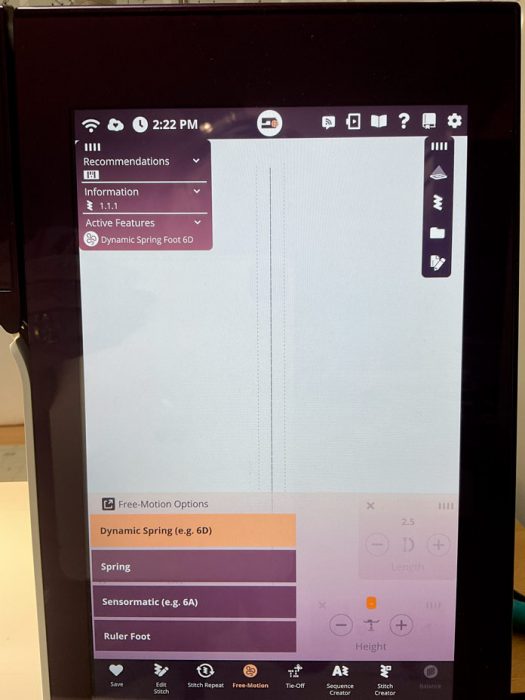 Free motion options on the PFAFF creative icon 2 - QUILTsocial