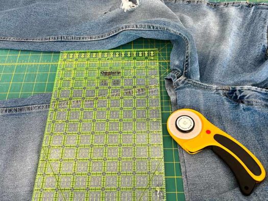 OLFA cutters cut through denim with ease - Make a denim quilt - QUILTsocial