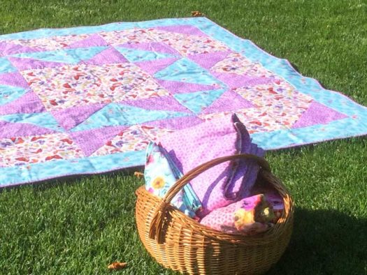 A perfect picnic quilt is made of a simple quilt design